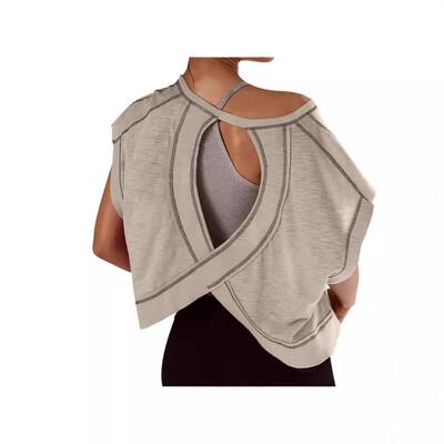 Open Back Tops Women Oversized Sleeve Shirts Casual Backless