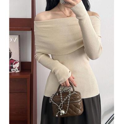 Red Marine Women's Off-Shoulder Fitted Sweater - Stylish and
