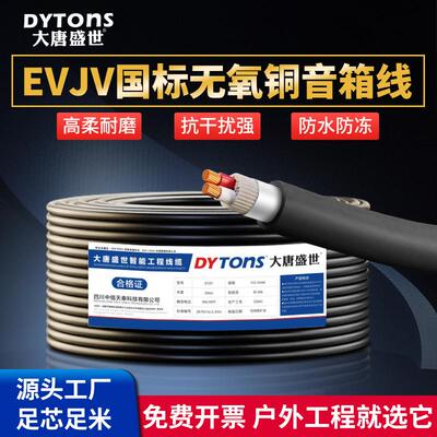 国标纯铜屏蔽音箱线舞台EVJV2/4芯音响线工程广播音频线双屏蔽