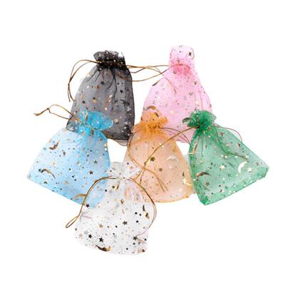 100pcs/bag Moon Star Organza 7x9 9x12cm Small Christmas Dr