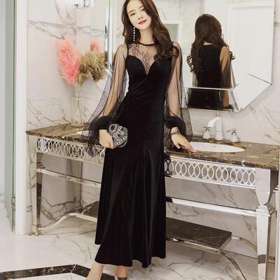 晚礼服女长裙2026春装新款女装名媛性感透视网纱气质连衣裙1146