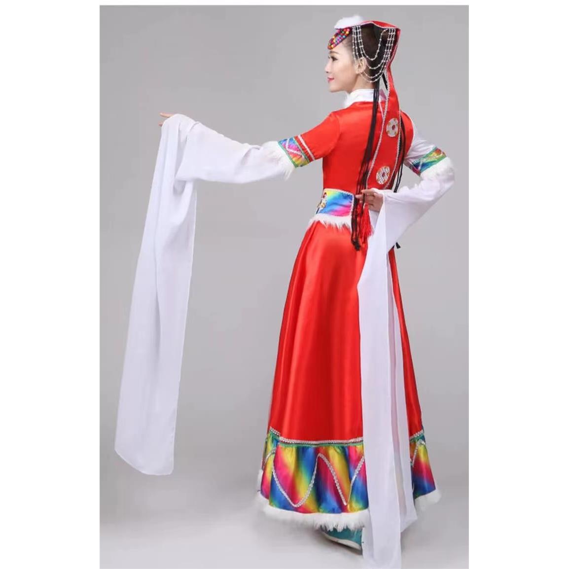 高档成人藏族舞蹈出演装女款舞蹈西藏少数民族服表演饰服水袖民族