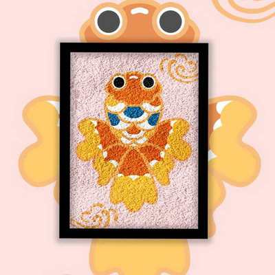 中式美学蝉鱼数字纸浆画 手工diy纸浆填色材料包套装艺术浮雕画