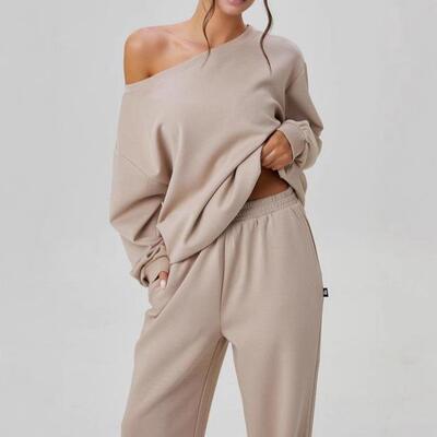 Womens Casual Plain Solid Asymmetrical Neck Long Sleeve Top