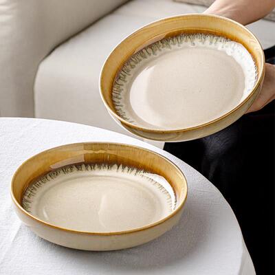 芦苇〖19.99两个〗8.5英寸陶瓷深盘高颜值渐变菜盘水果沙拉盘微瑕