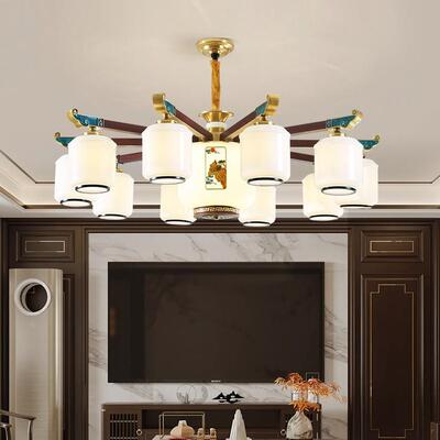 复式楼新中式大吊灯别墅客厅灯楼中楼售楼部酒店自建房灯具