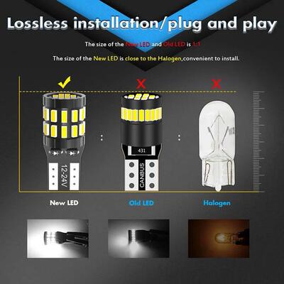 2pcs T10 W5W Led Canbus bulb 194 168 No Error 30SMD 3014 Whi