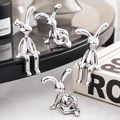 Nordic modern electroplated long-eared rabbit ornament, exud
