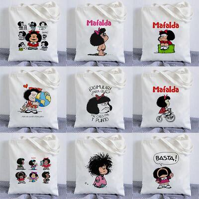 Kawaii Shopping Bag Mafalda Cute Anime Canvas Bag Tote Bag L