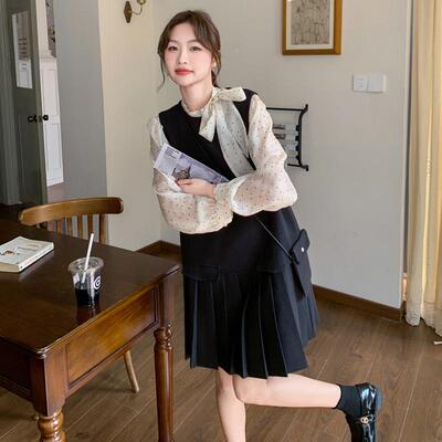两件套小香风新无袖连衣裙春致气质小个精子背带裙连ZZB012款衣裙