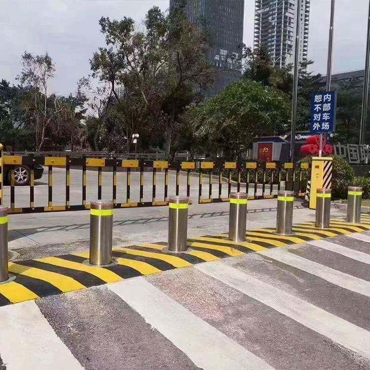 600高的半自动升降柱 机场固定路障柱供应 军区防恐自动升降路障