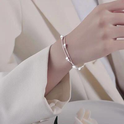 925 Sterling Silver Star Beaded Bracelets For Women Original