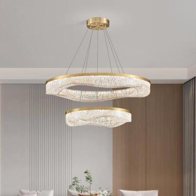 全光谱护眼智能高端树脂仿水晶波浪轻奢后现代客餐厅主卧室铜吊灯