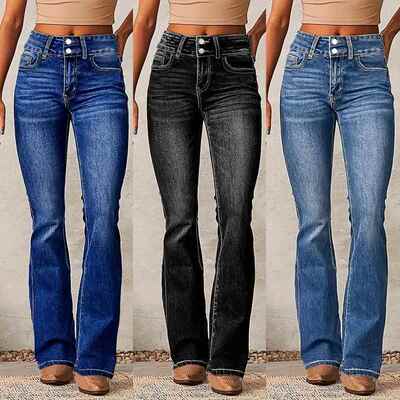 2025 Stretch Washed Jeans Women Street Flared TikTok Comfort