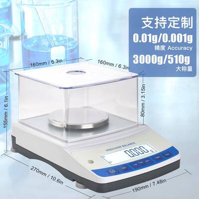 实验室可充电高精度电子秤精密天平1mg带风罩称量可达510g带RS2