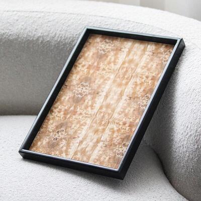 品长方形置新中式木纹托盘收纳摆件桌面茶几装ERK饰样板间茶物室