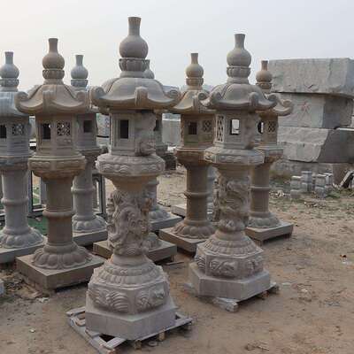 石灯笼蟠龙中式庭院宫灯大型青石仿古石灯塔寺院日式园林装饰摆件