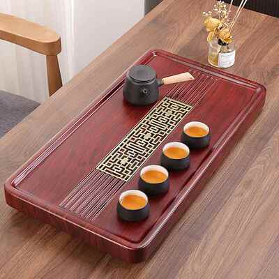 简约茶盘实木整刻块柚木大号平板原木雕02302黑檀厂木茶台家新直