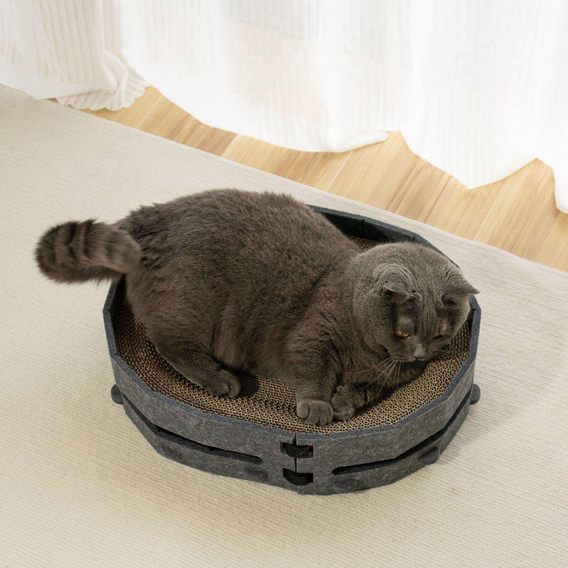 圆形猫抓板窝瓦楞纸不掉屑耐抓耐磨猫爪板磨爪器猫咪玩具猫抓盆