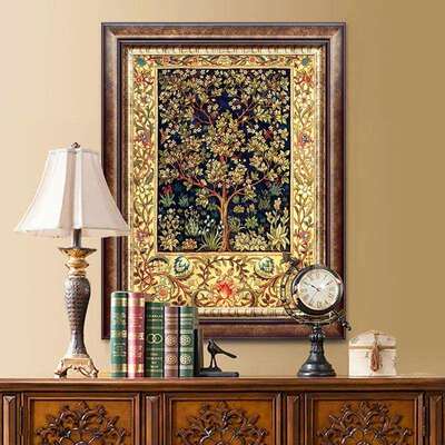 美式玄财装al202212饰画发树轻奢进门入户走廊壁画现关代竖过道版