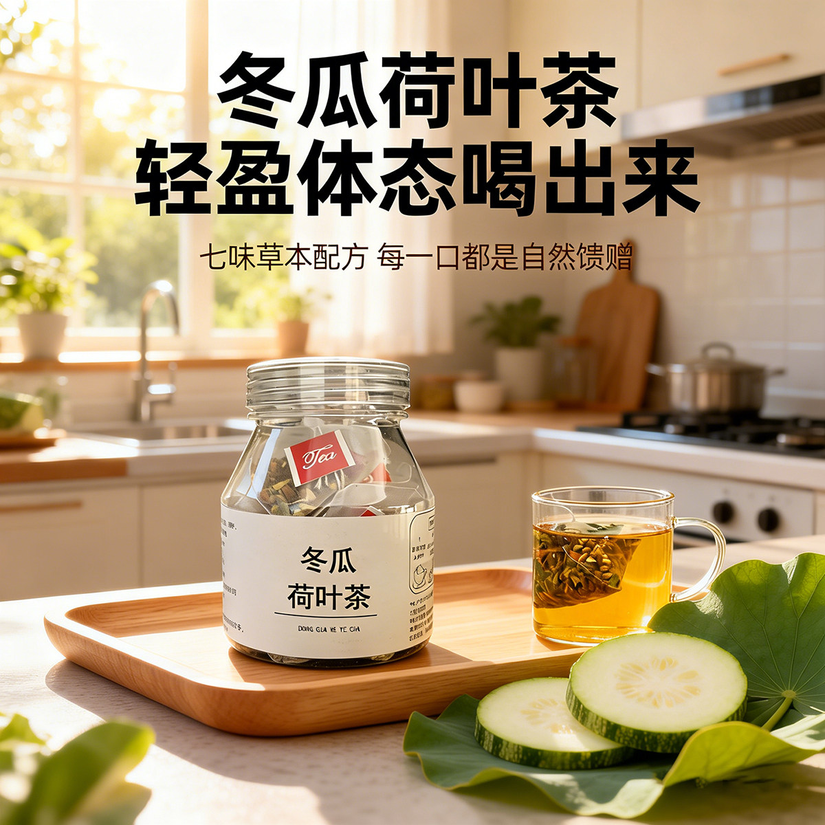 冬瓜荷叶茶7种原料清热解暑祛湿决明子乌龙茶叶玫瑰花茶包养生茶