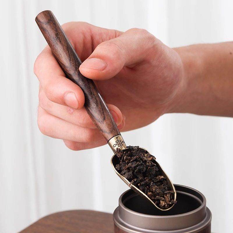 小茶匙取茶黑檀木合金茶勺竹制茶铲茶则茶叶勺子功夫茶具茶道配件