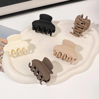 5 Pcs Medium Natural Color Hair Claw Clips Strong Grip Non-