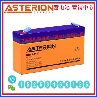 ASTERION蓄电池DTM6012 6V1.2AH门禁系统光伏发电发电厂