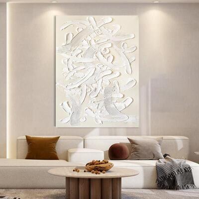 网红.手绘油《夕岚》侘寂风挂装肌饰画客厅画玄画关餐厅现纯画