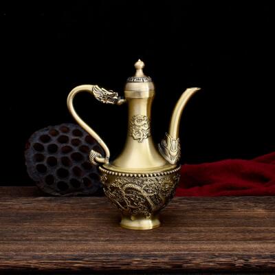 黄铜居摆件百G651-654福酒壶办公室摆件茶家福壶百龙酒凤壶摆件