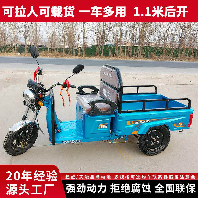 电动三轮车1货运平板车商铺货物搬运大容量自卸式多场景载货三轮