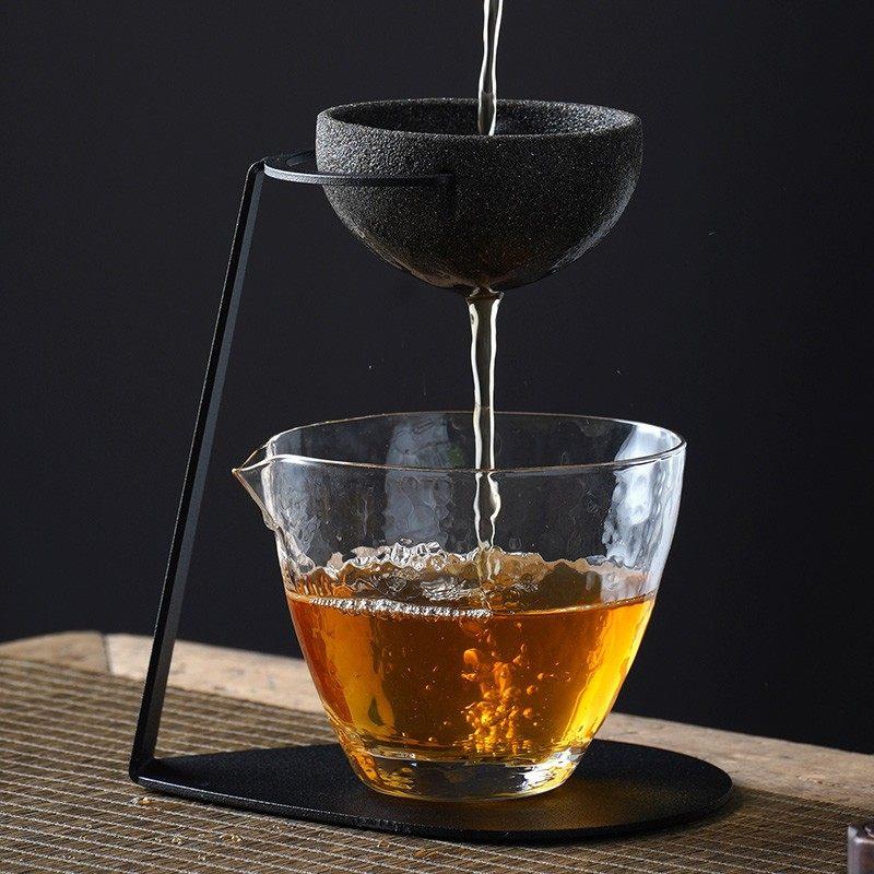 漏茶功夫茶具配件石质无孔过滤器漏茶家用陶瓷茶过滤支架茶分离器