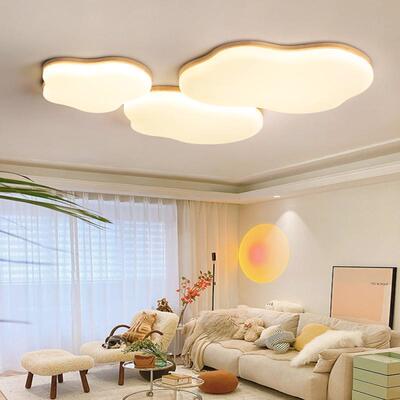 原木奶油风客厅灯灯主灯2025新款大气朵全光谱634护吸顶云灯眼中