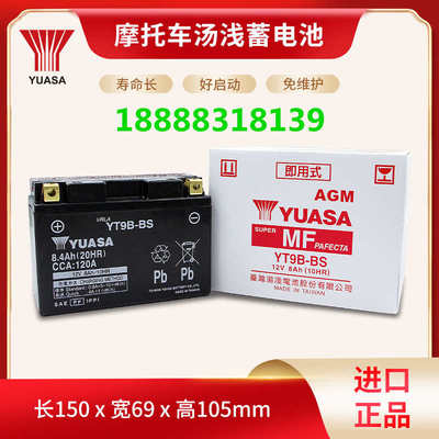 汤浅YT9B-BS TMAX500/People150/CK150T-12/摩托车专用免维护电池