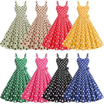 Pink spaghetti strap party polka dot checkered printed