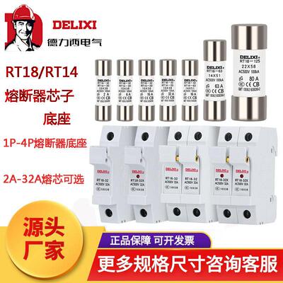 德力西陶瓷低压熔芯熔断丝rt14-63保险管熔断器保险丝底座rt18-32