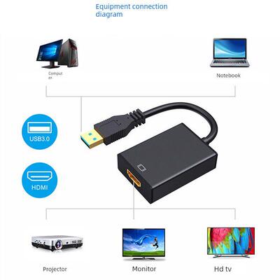USB到HDMI适配器电缆驱动- free 3.0 USB到Vga转换器音频和视频输