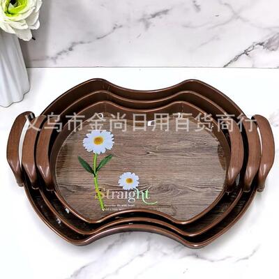 Hand-painted wooden handle dry tea tray, simple and elegant