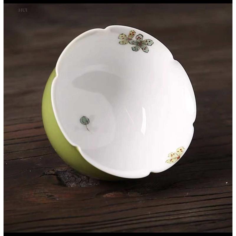 手绘主人杯单杯女品茗杯高足茶杯子粉色个人陶瓷茶碗大号茶盏