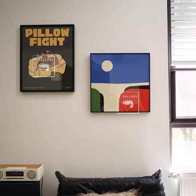 WGallery包豪斯可爱红蓝绿几何撞色多巴胺装饰画小众工作室设计