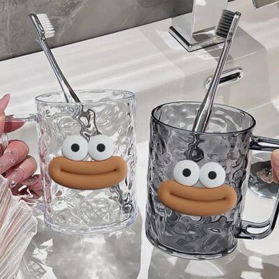 Glacial Pattern Mouthwash Cup, Transparent Toothbrush Cup, L