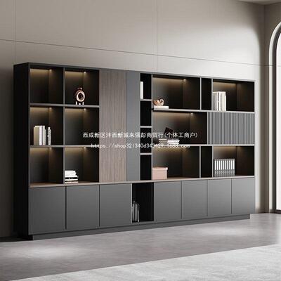 办CRZ公室背景木柜文件柜柜子质料柜纳收柜办公书柜一体靠墙落资