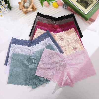 Lace underwear low waist boyshort head sexy 蕾丝低腰平角内裤