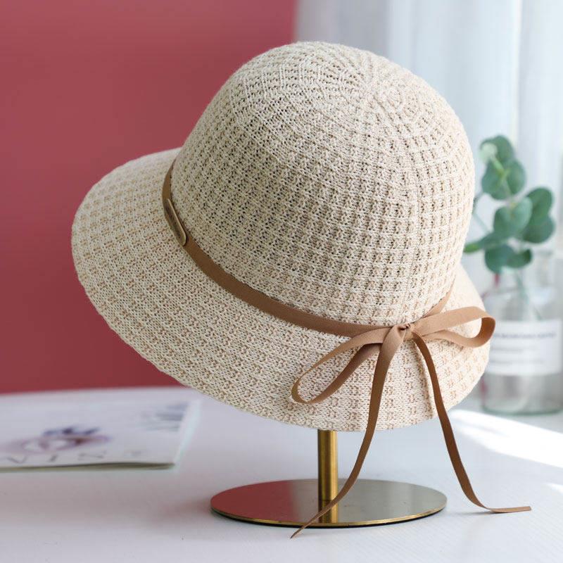 2026新款春夏季防晒渔夫帽编织简单蝴蝶结宽檐休闲旅游棉麻太阳帽