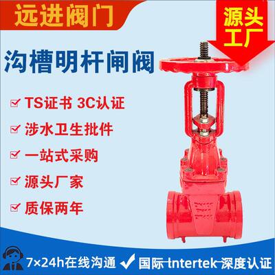 沟槽软密封明杆闸阀Z81X-16Q消防卡箍明杆弹性座封闸阀QT450