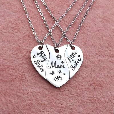 Mother's Day Gift Mom & Daughter Necklace 3 Counts Letter