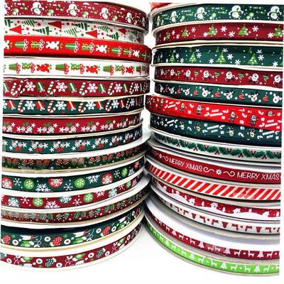 5 Yards 10mm Christmas Ribbon Printed Grosgrain Ribbons for