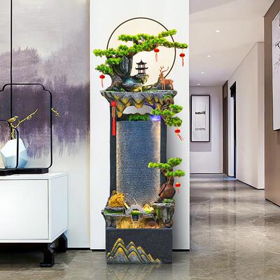高山流水摆件循环水招财客厅风水轮电视柜旁落地装饰水景开 业乔