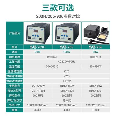 DDTA岛塔防静电203H/205恒温高频涡流焊台90W/150W调温电烙铁手柄