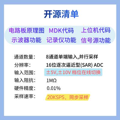 开源USB网口八通道数据采集卡 同步采集 同步采样zlinear